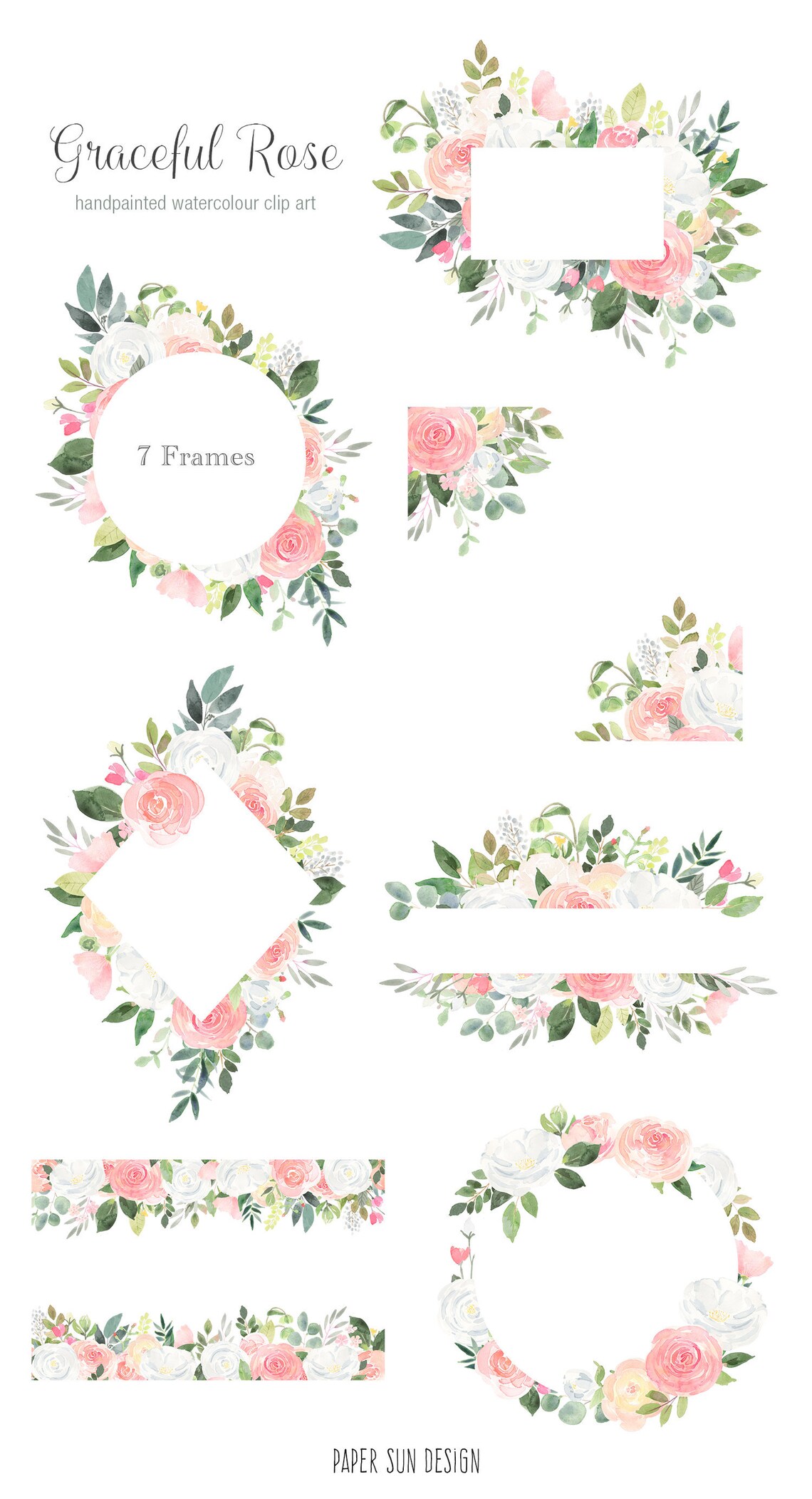 Watercolor Floral Frame Clipart - Flower Borders and Frames for ...