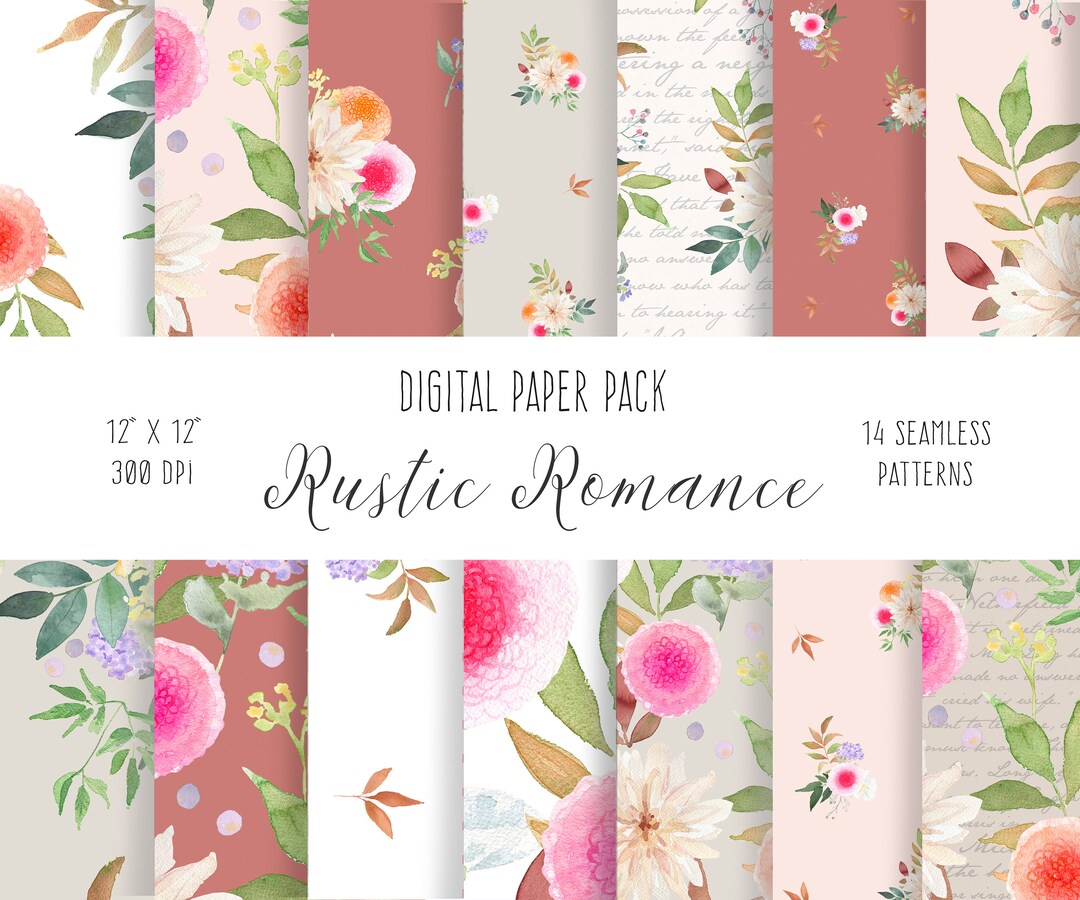 Rustic Flower Digital Paper, Repeat Pattern Digital Download ...