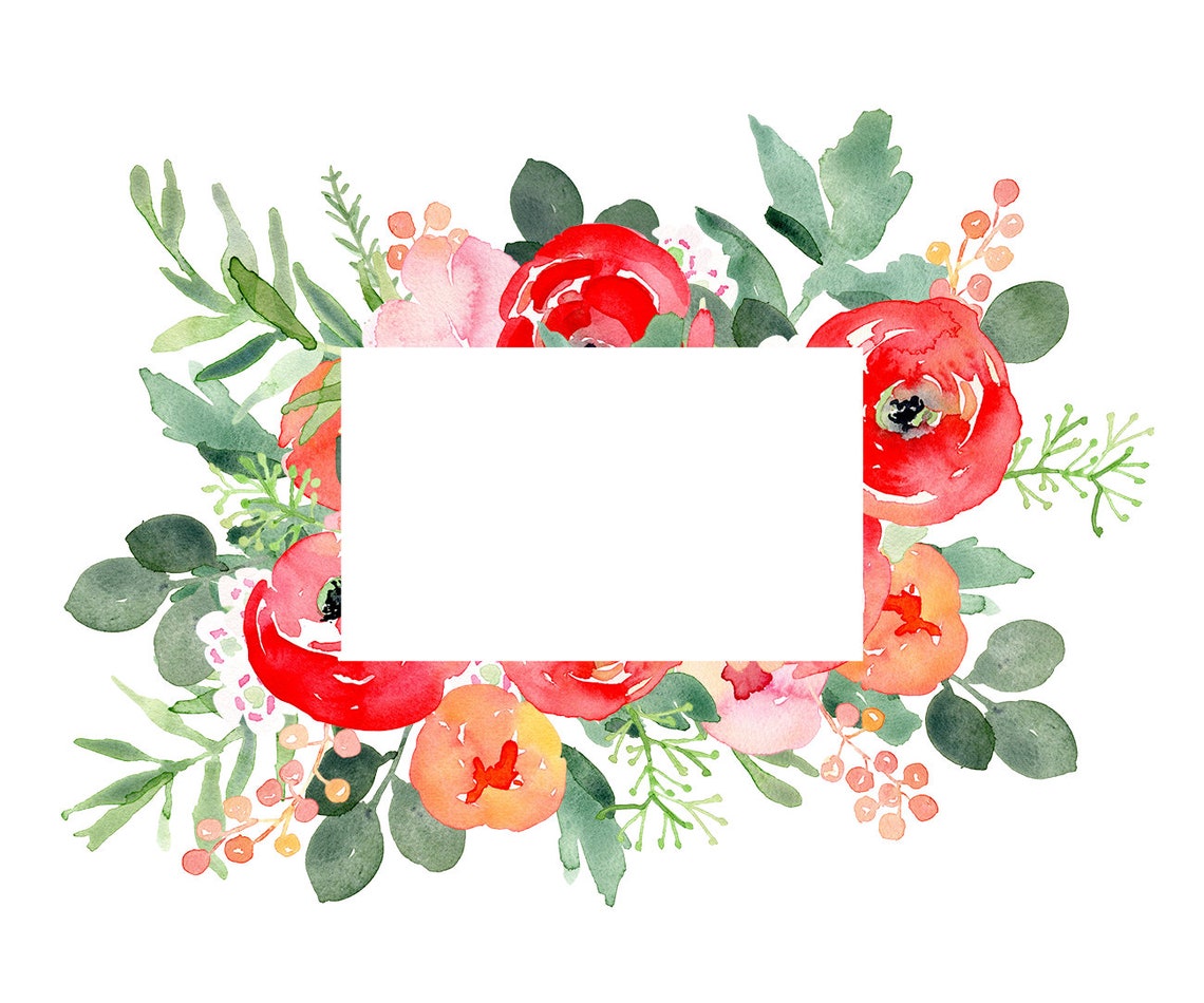 Winter Red Flower Clipart Frames Floral Frames Clipart | Etsy