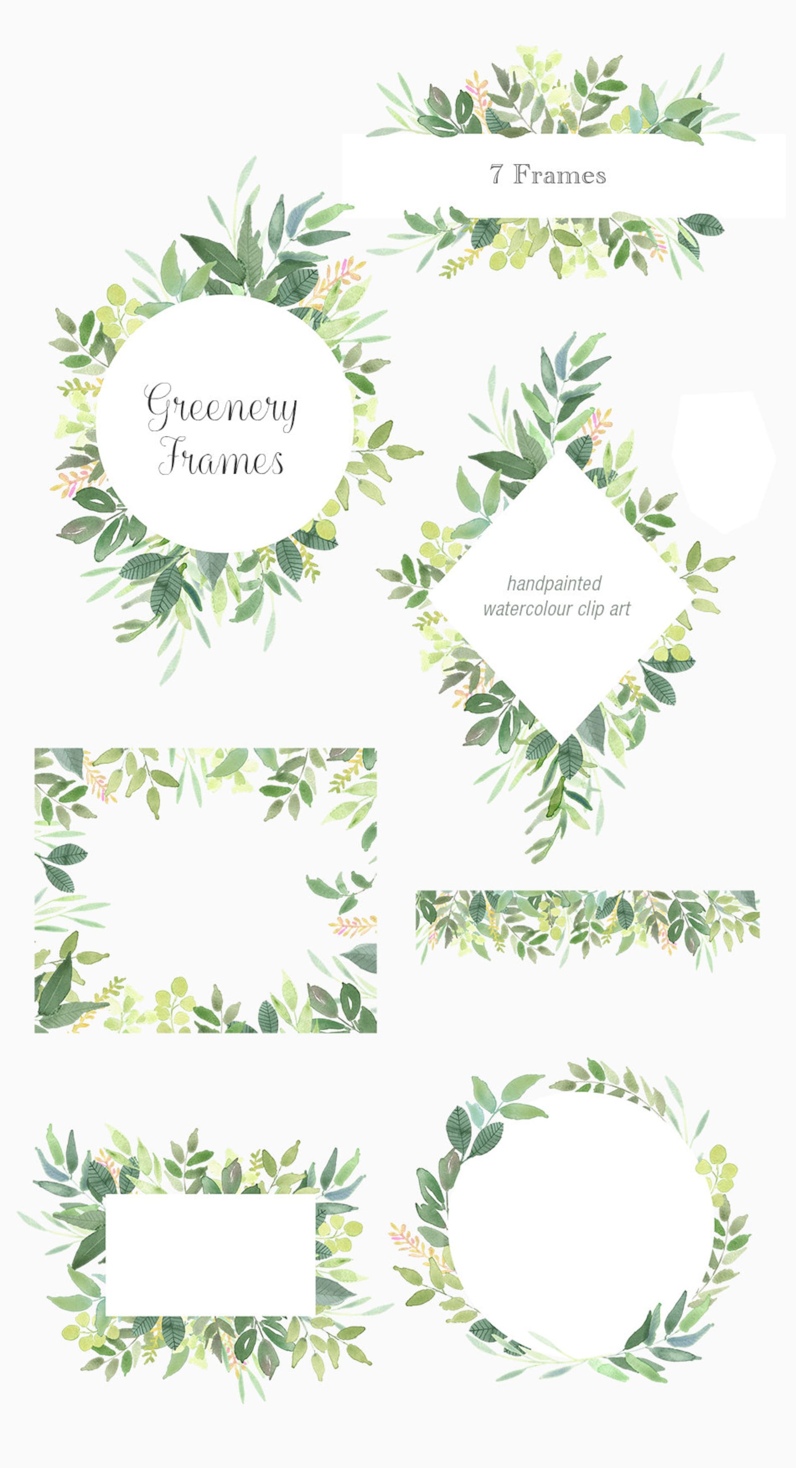 Greenery Clipart Bundle Green Leaves Clipart Large Set | Etsy