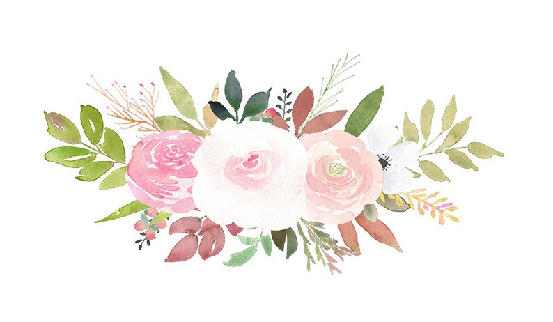 Boho Floral Clipart Autumnal Rose Watercolor Clip Art - Etsy