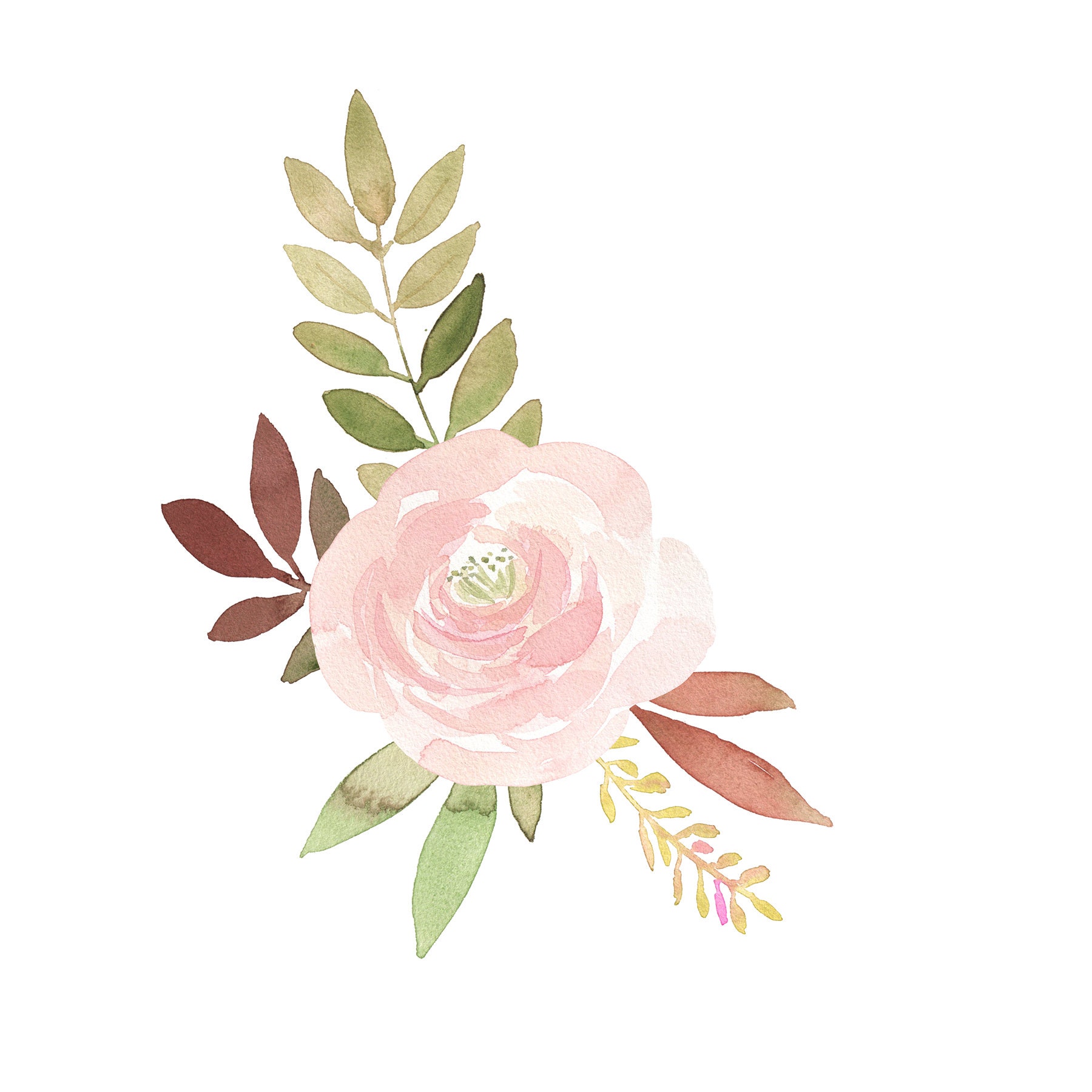 Fall Bouquet Clipart Rusty Rose Clip Art Floral Watercolor - Etsy Canada
