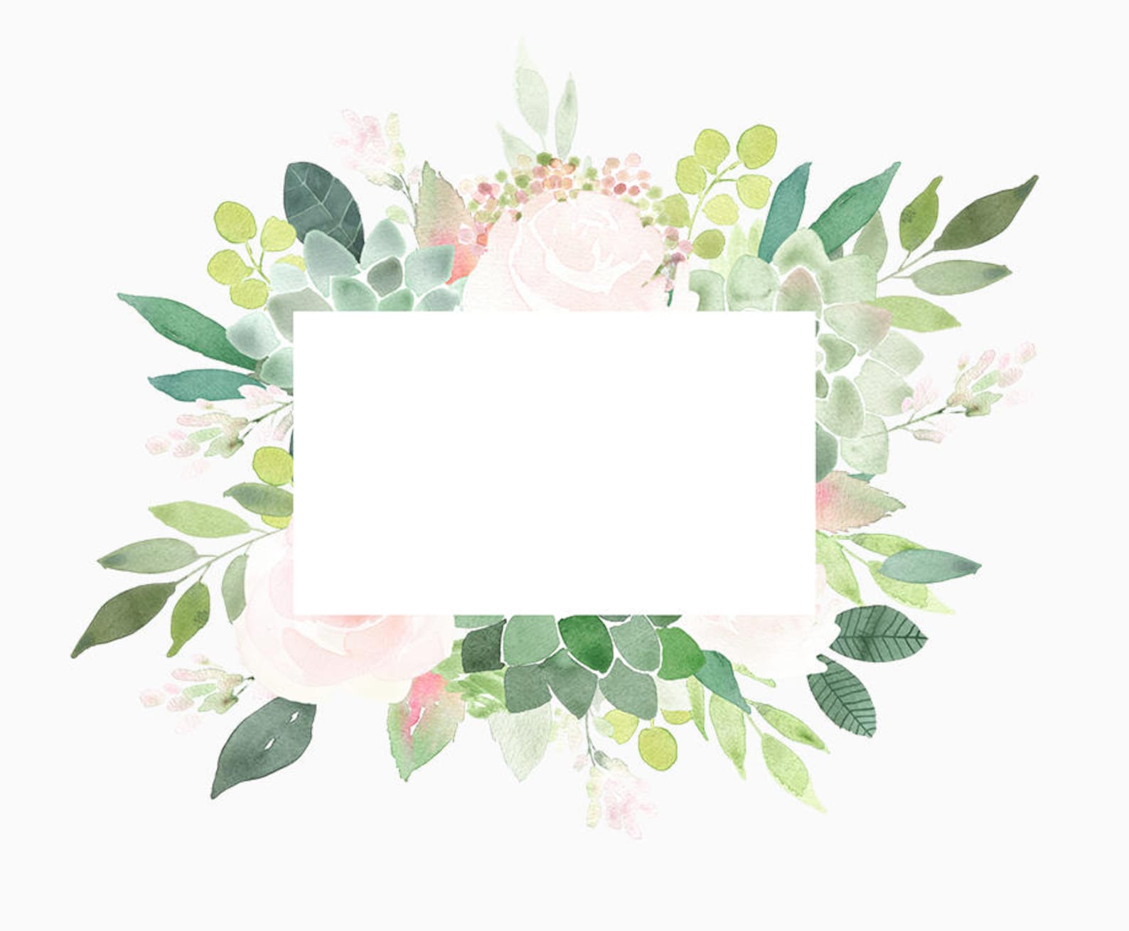Succulents Clipart Frames Succulent Border Roses Frame - Etsy