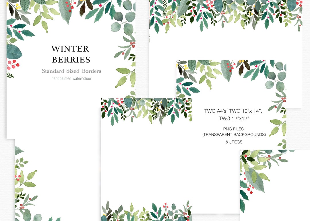 Watercolour Clipart Christmas Frames, Christmas Border Templates ...
