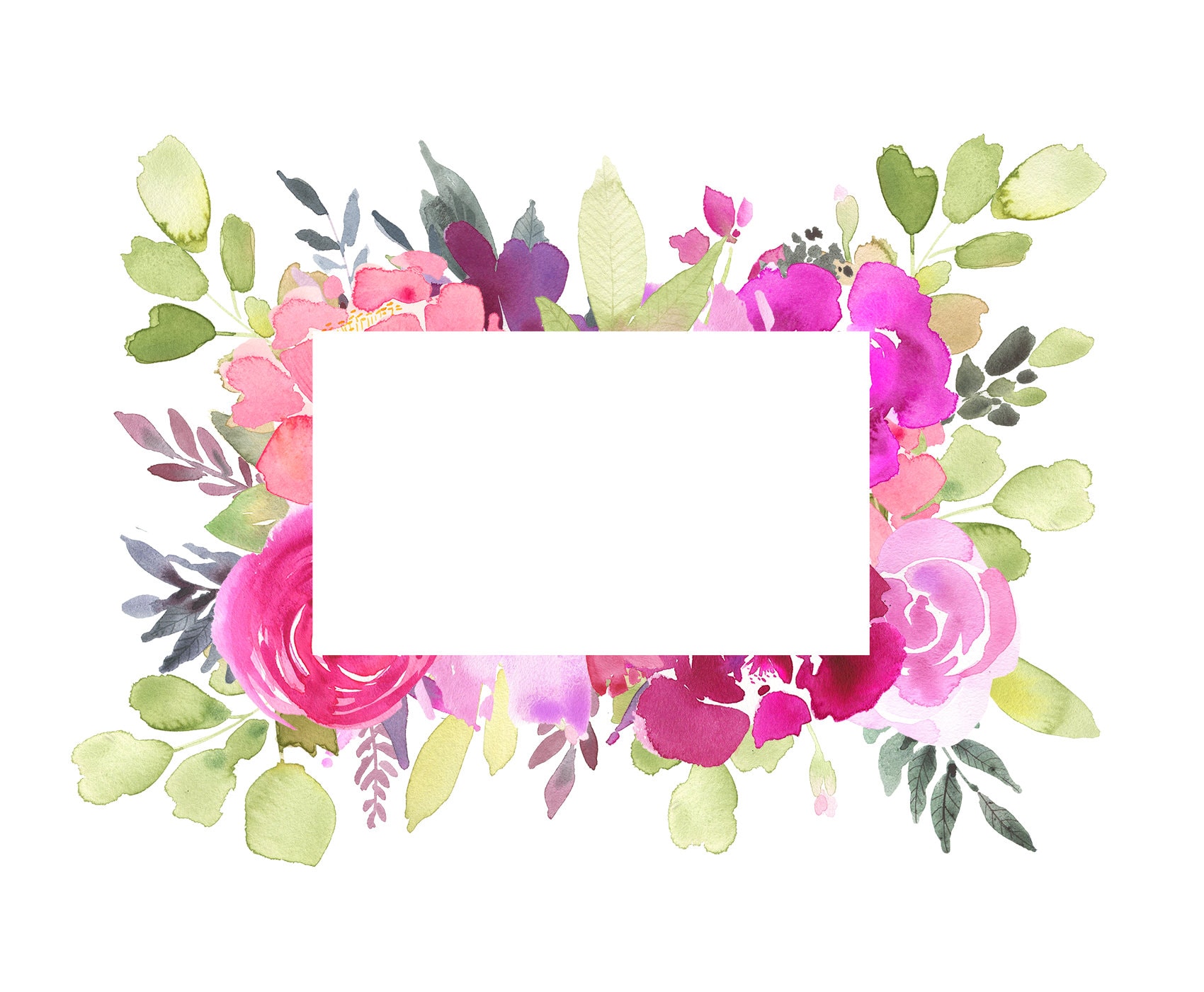 Pink Flower Watercolor Clipart Frames - Floral Clipart Borders ...