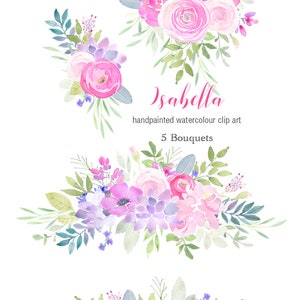 Watercolor Clipart Set - Spring Clipart Elements, Floral Clipart ...