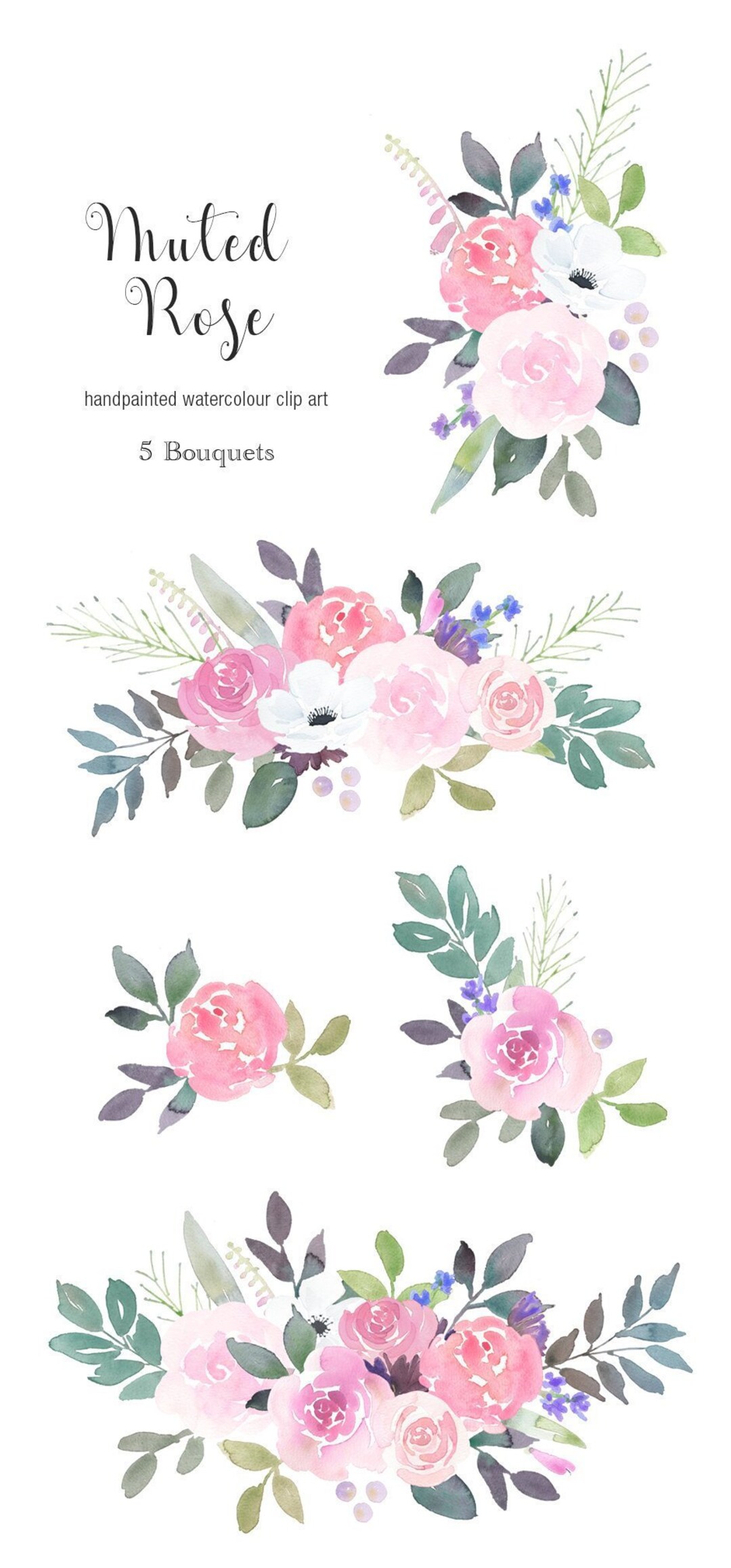 Muted Rose Bouquets - Dusty Rose Roses, Floral Arrangements, Wedding ...