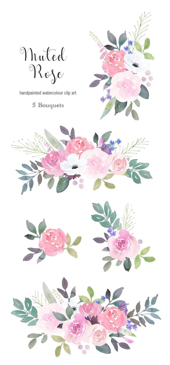 Muted Rose Bouquets Dusty Rose Roses floral arrangements | Etsy