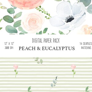 Floral Digital Paper, Watercolor Floral Background, Floral Scrapbooking ...