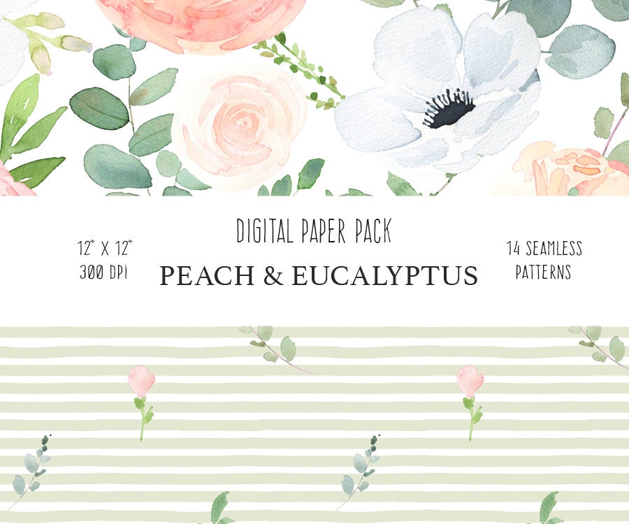 Floral Digital Paper Watercolor Floral Background Floral - Etsy