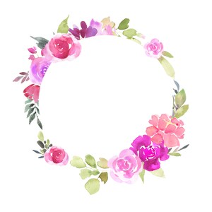 Pink Flower Watercolor Clipart Frames - Floral Clipart Borders ...