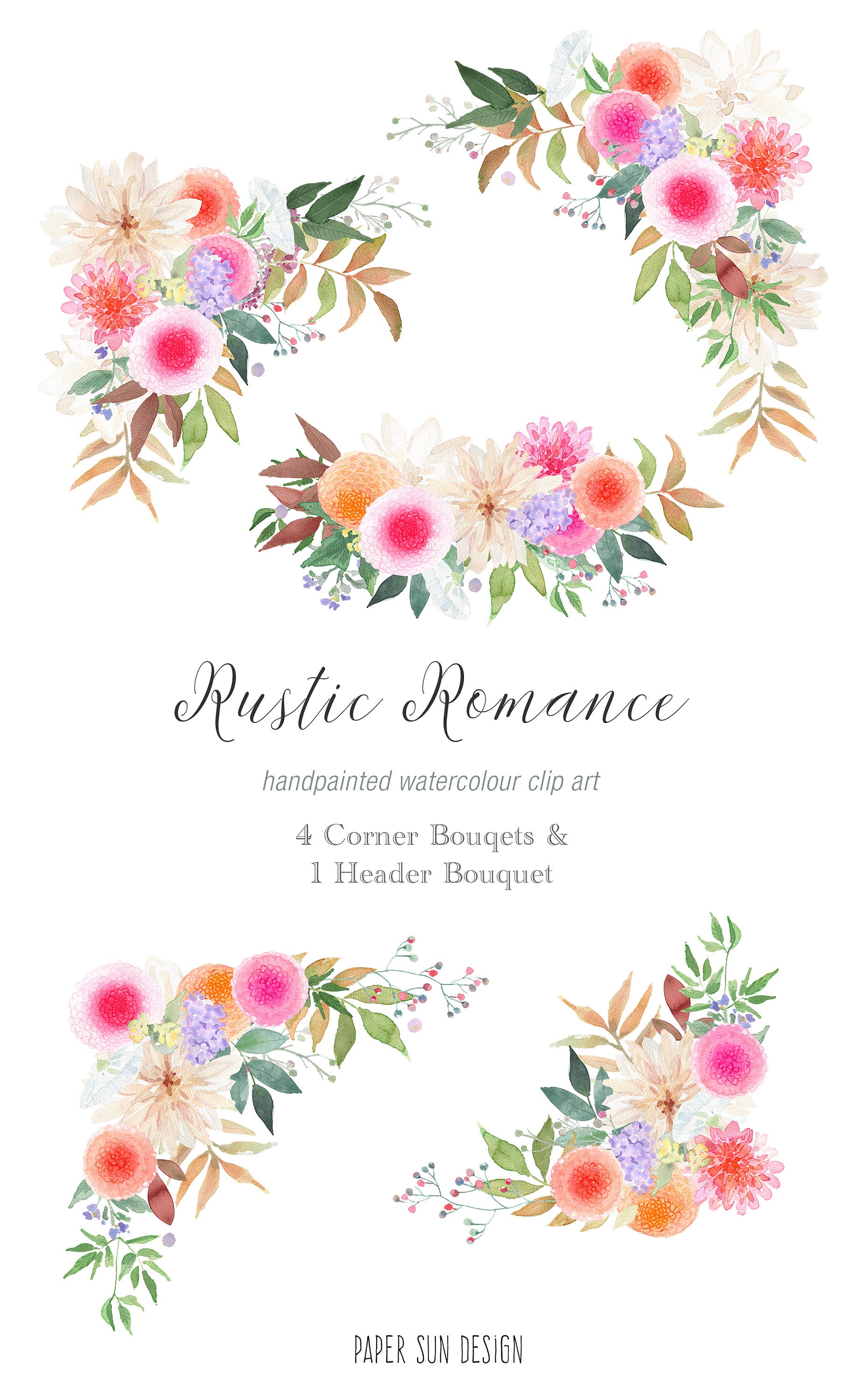 Watercolour Clipart Bundle Rustic Country Style Floral - Etsy