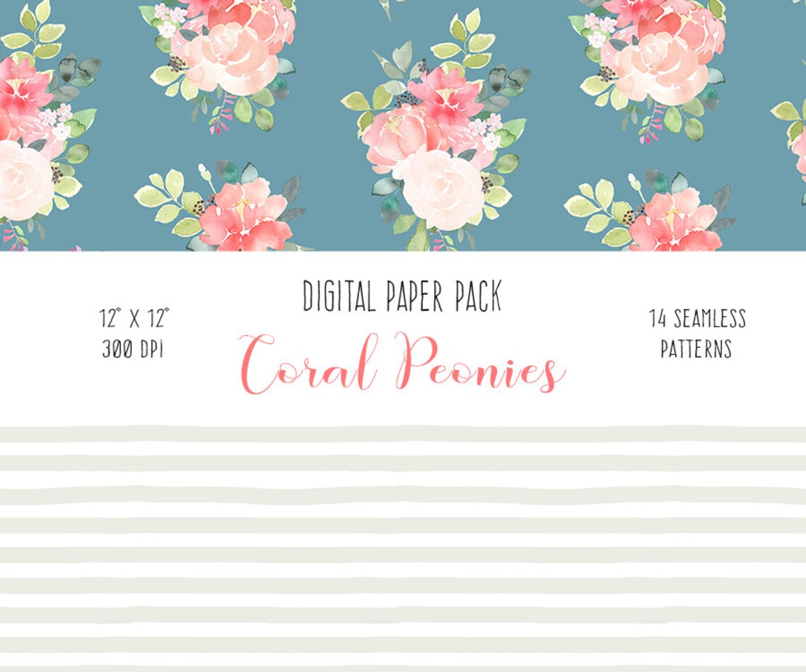 Peonies Digital Floral Paper Peony Flower Seamless Pattern - Etsy