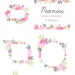 Floral Clip Art - Peonies Flower Frames, Pink Peony Clipart, Watercolor ...