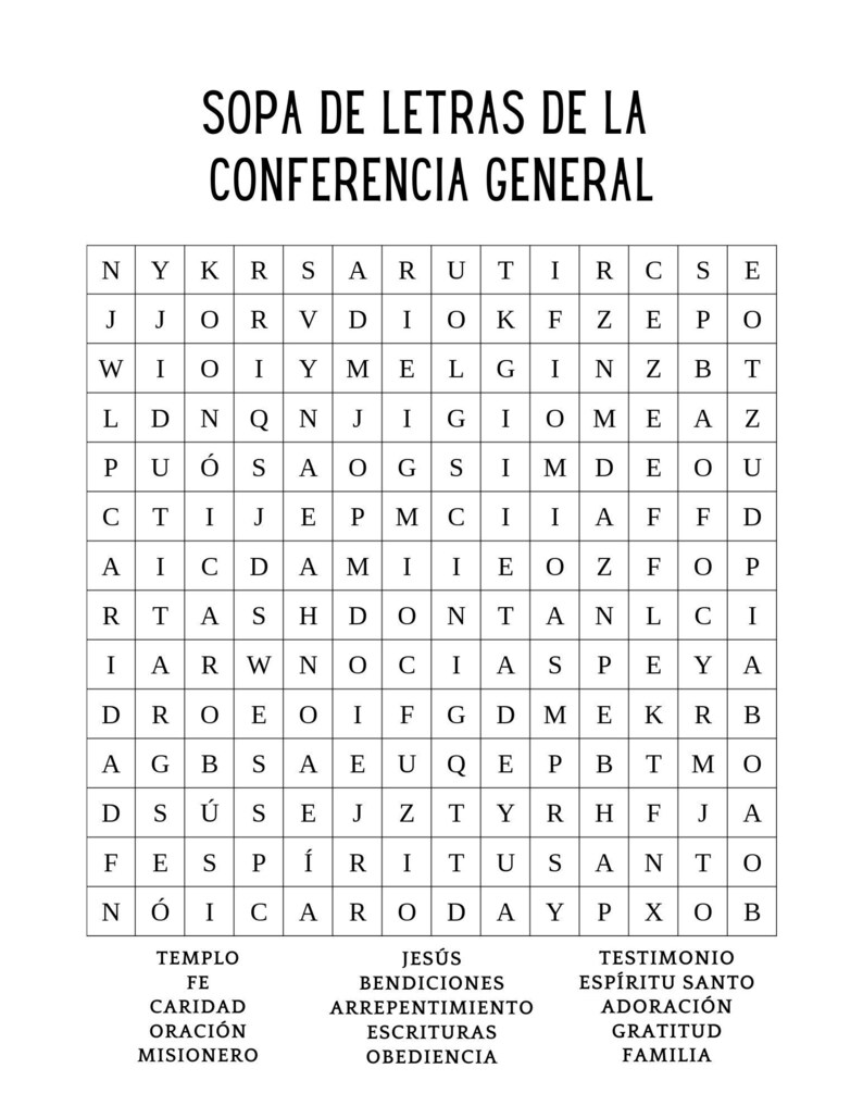LDS General Conference Word Search – Printable Spanish Activity for ...
