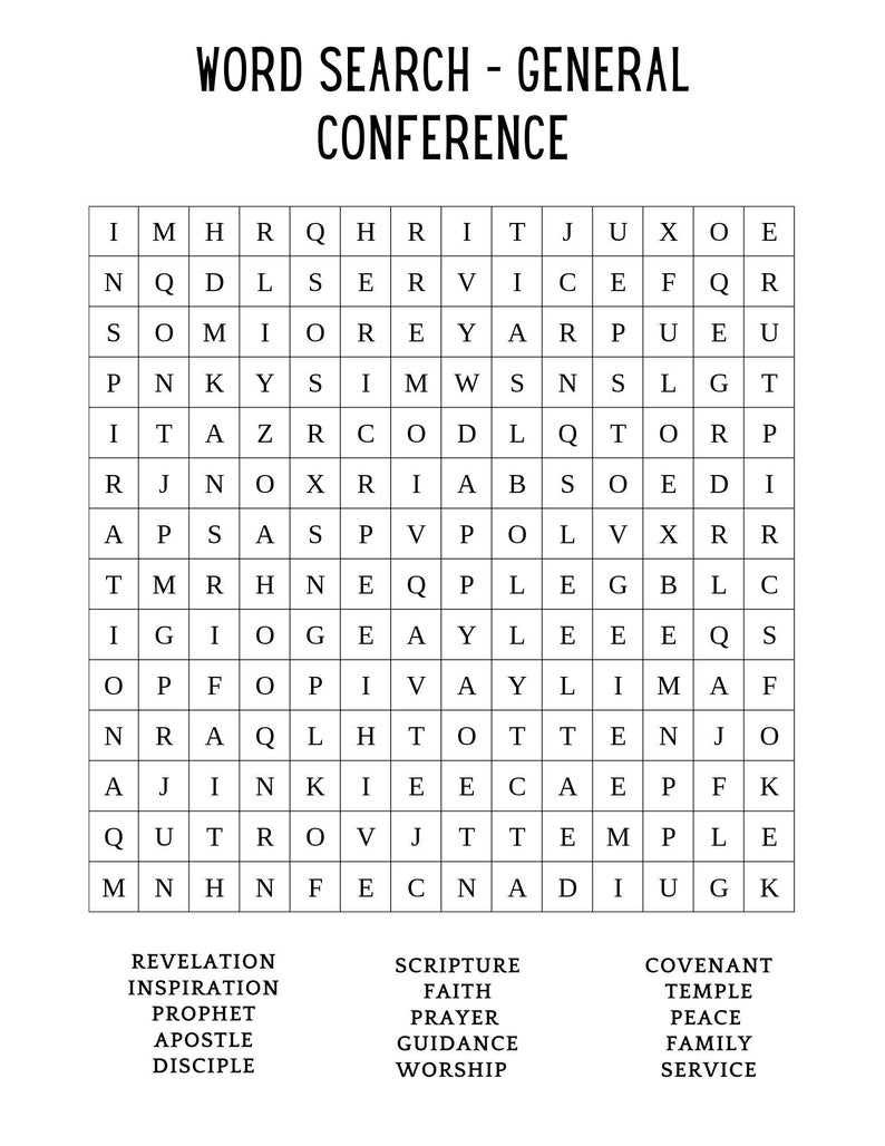 3 LDS General Conference Word Search Printable Activity for Kids, Youth ...
