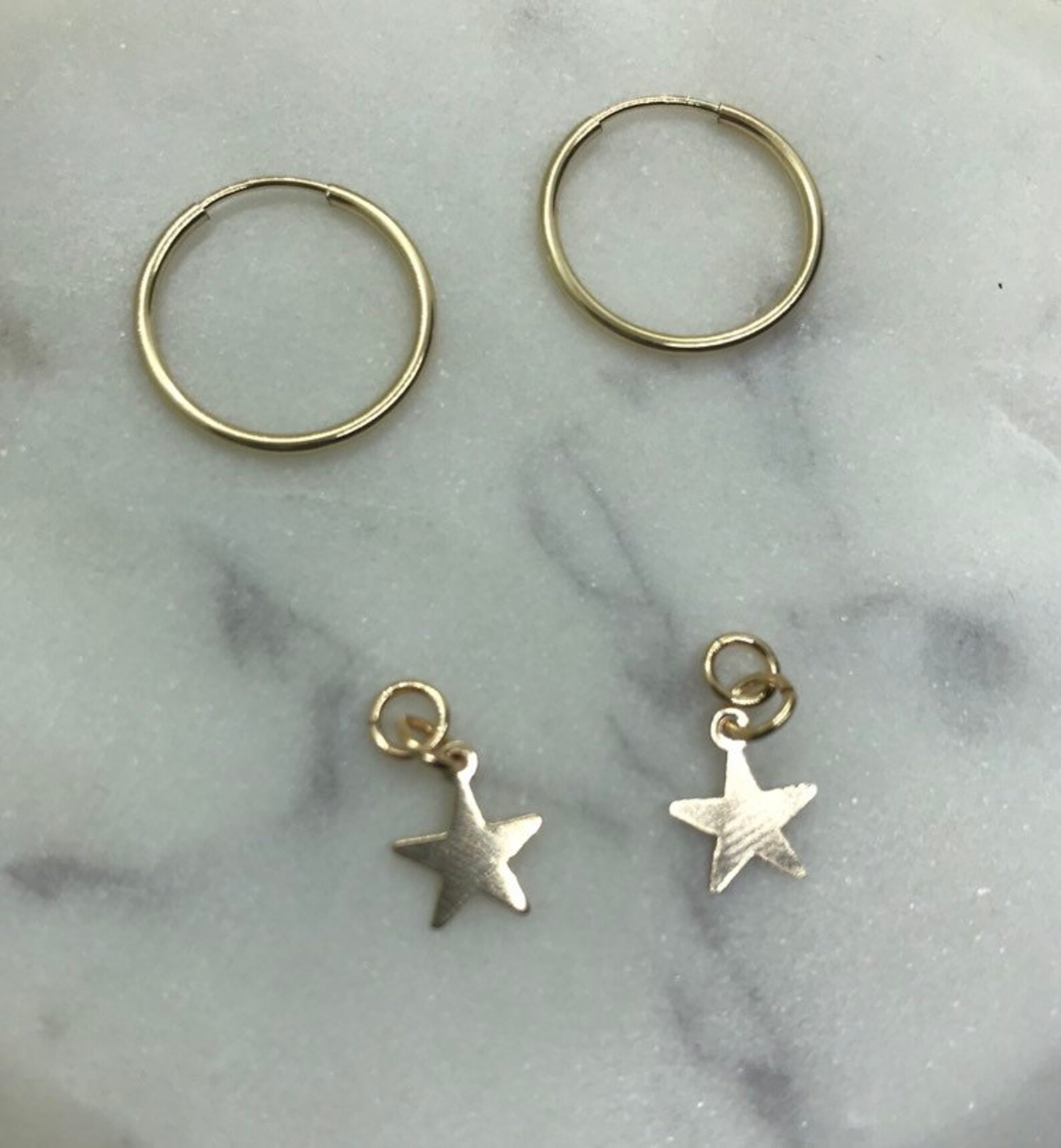 14k U.S.A Gold Filled Star Hoop Earrings, Gold Hoop Earrings, Star ...
