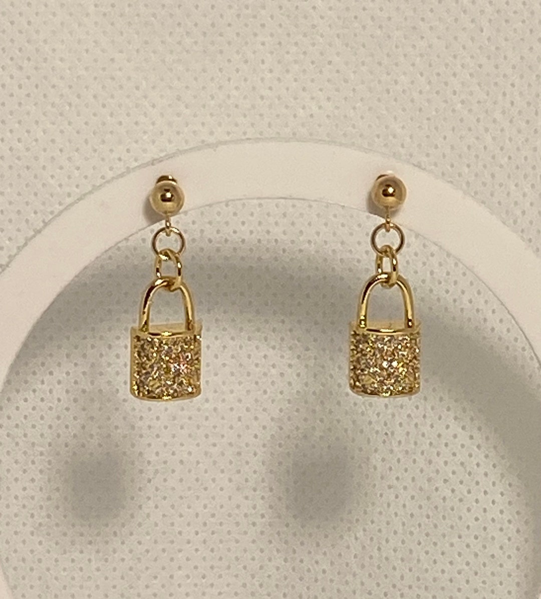 Mini Padlock Earrings - 14k Gold Filled Stud Earrings - Dainty Gold ...
