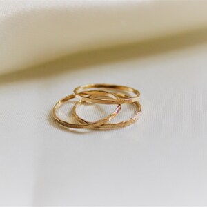 14k Gold Filled Hammered Rings, Gold Skinny Rings, Stackable Rings ...