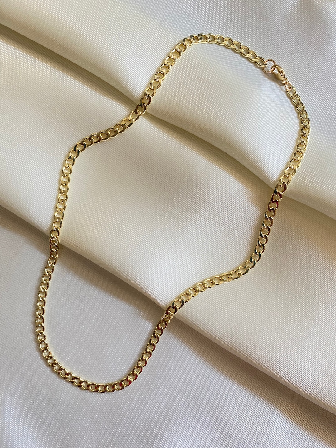18k Gold Filled Miami Cuban Chain Necklace - Light Gold -18 Karat Gold ...