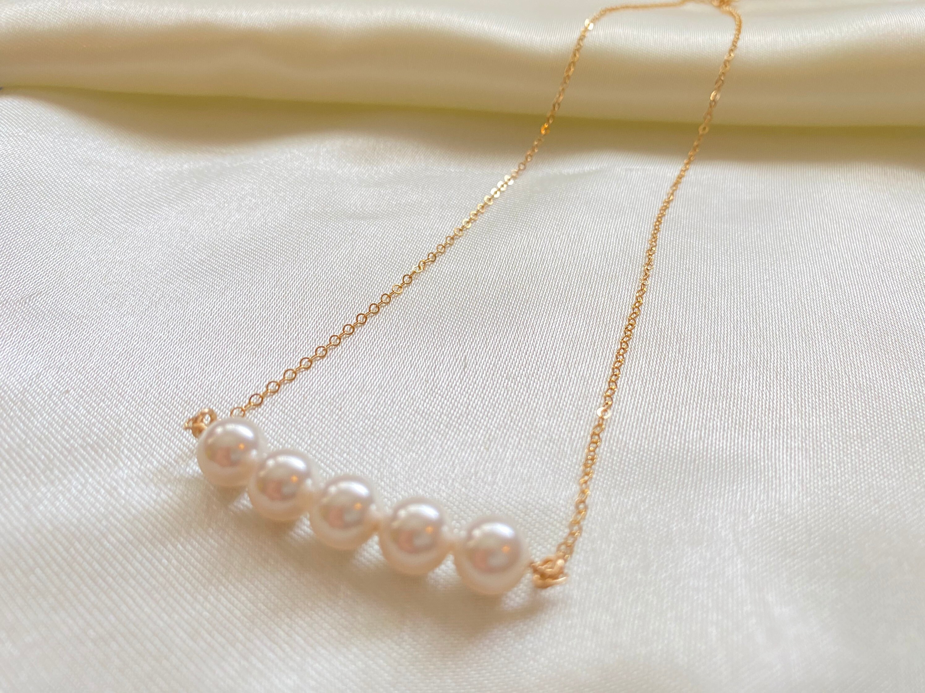 Swarovski Crystal Pearl Necklace, Pearl Bar Necklace, Bridal Pearl ...