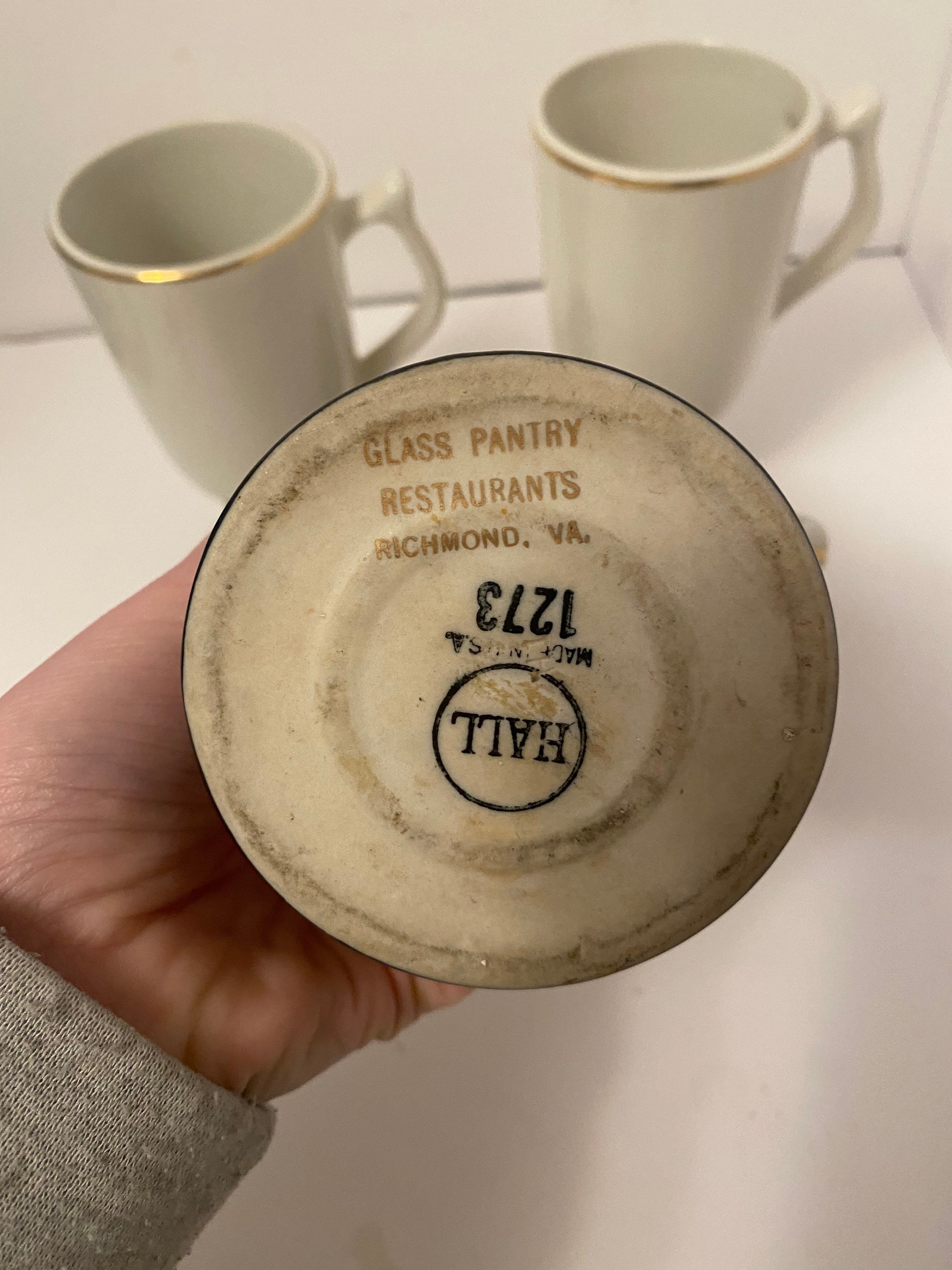 Vintage Hall Black and White Pedestal Mugs - Etsy