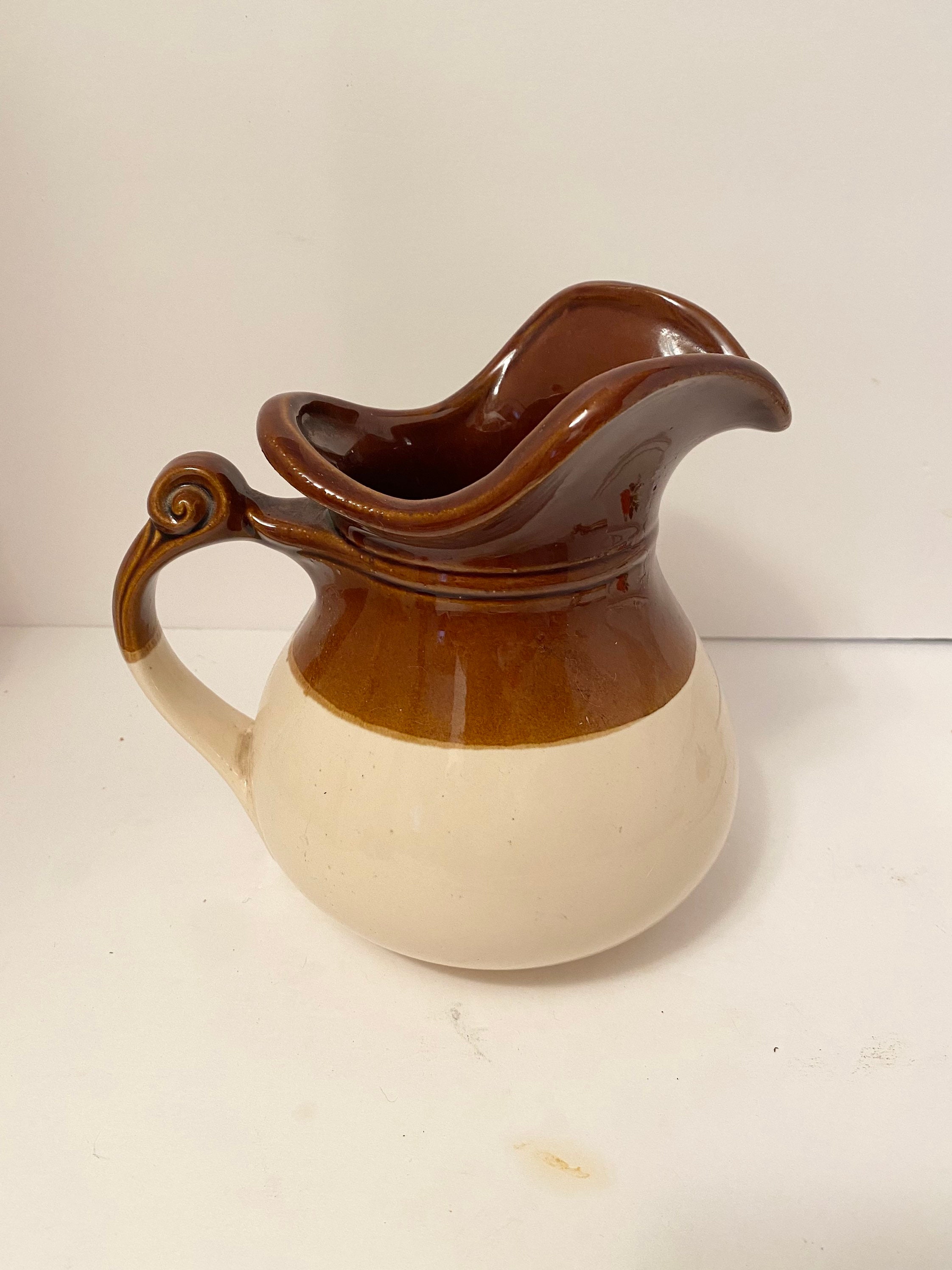 Vintage Mccoy Brown and White Pottery Pitcher - Etsy
