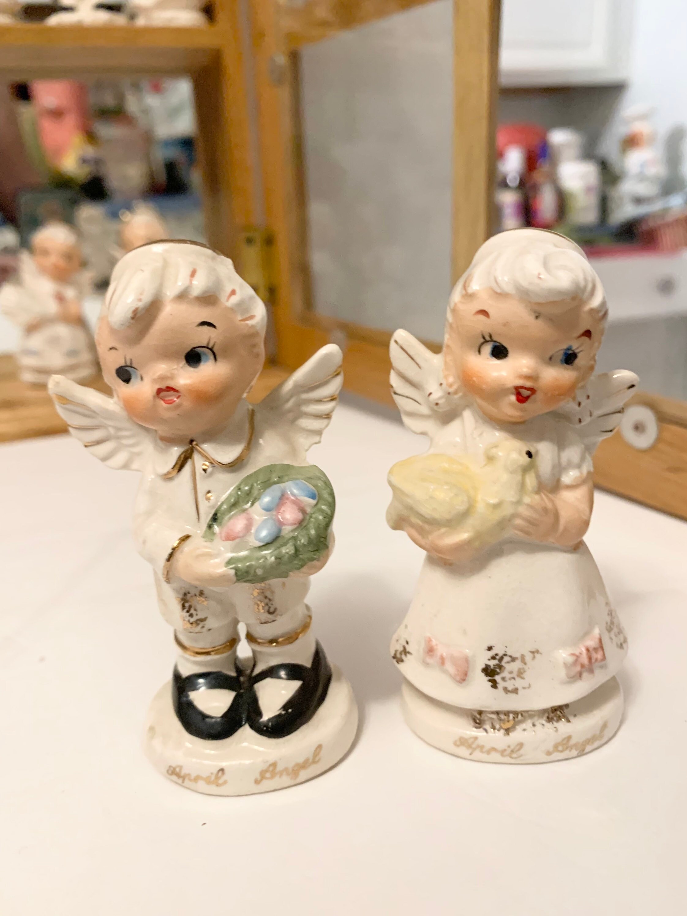 RARE Vintage Artmark April Angel of the Month Salt and Pepper Shakers ...