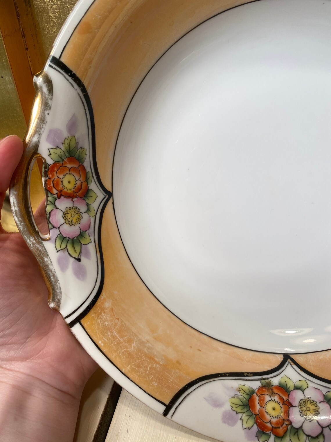 Vintage Noritake Art Deco Floral Lusterware Peach Serving / - Etsy Ireland