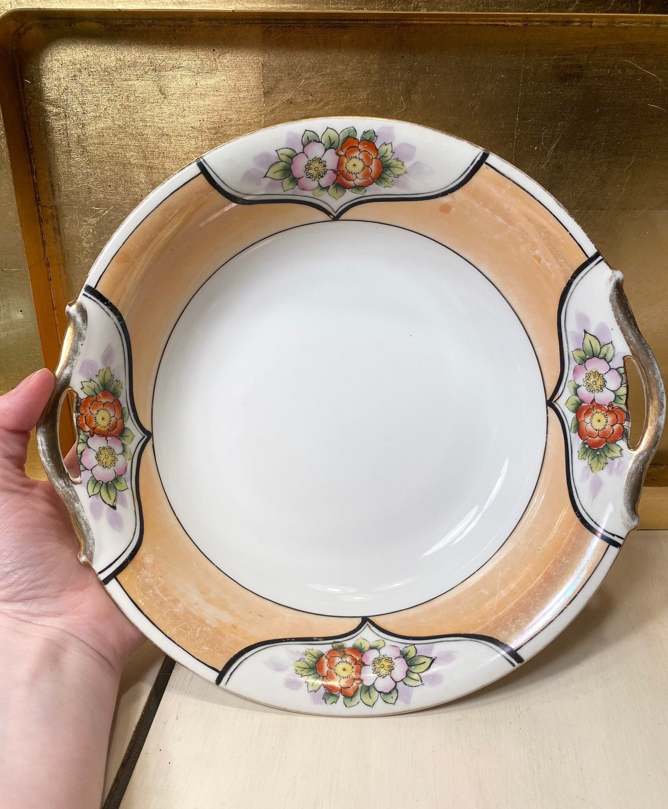 Vintage Noritake Art Deco Floral Lusterware Peach Serving / - Etsy Ireland