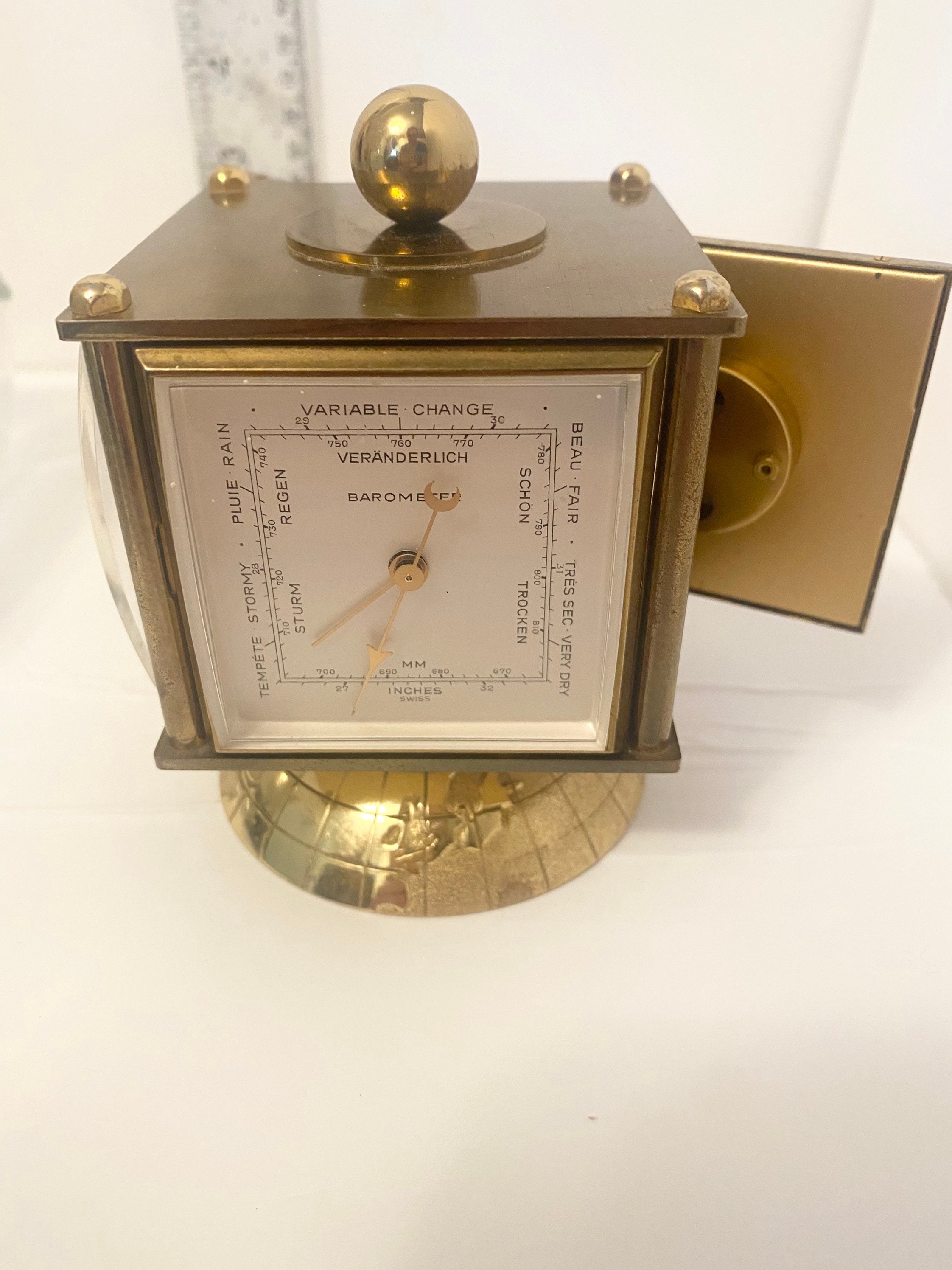 RARE Vintage Relide Swiss Made Tabletop Clock and Weather Station Globe ...