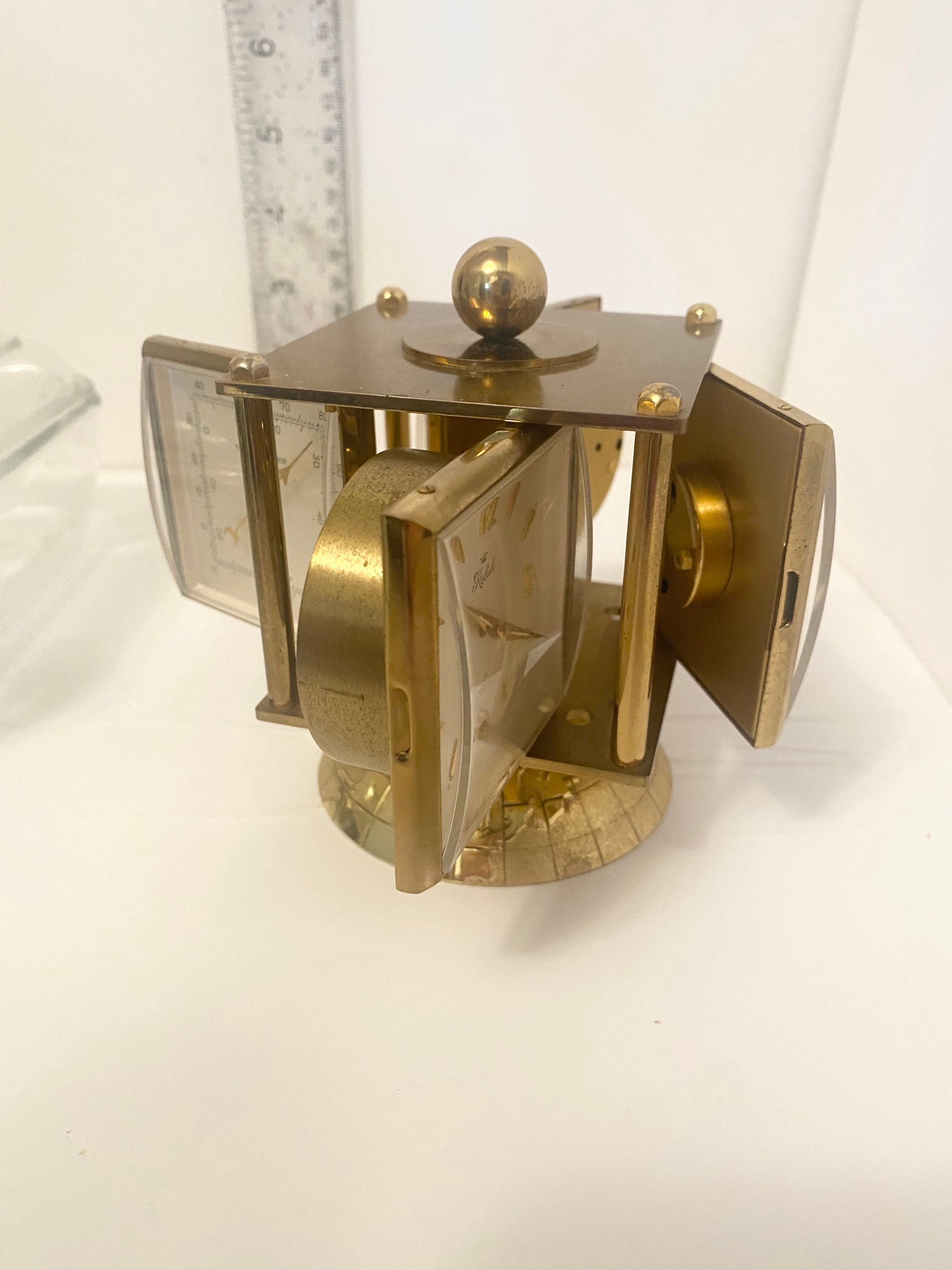 RARE Vintage Relide Swiss Made Tabletop Clock and Weather Station Globe ...