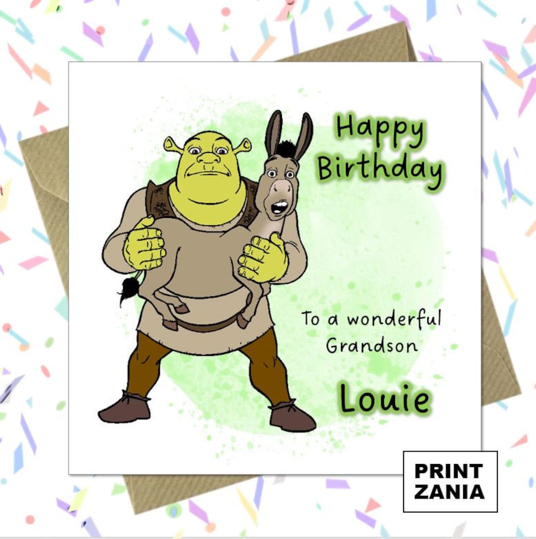 Personalised Shrek & Donkey Birthday Card Disney Daughter Granddaughter ...