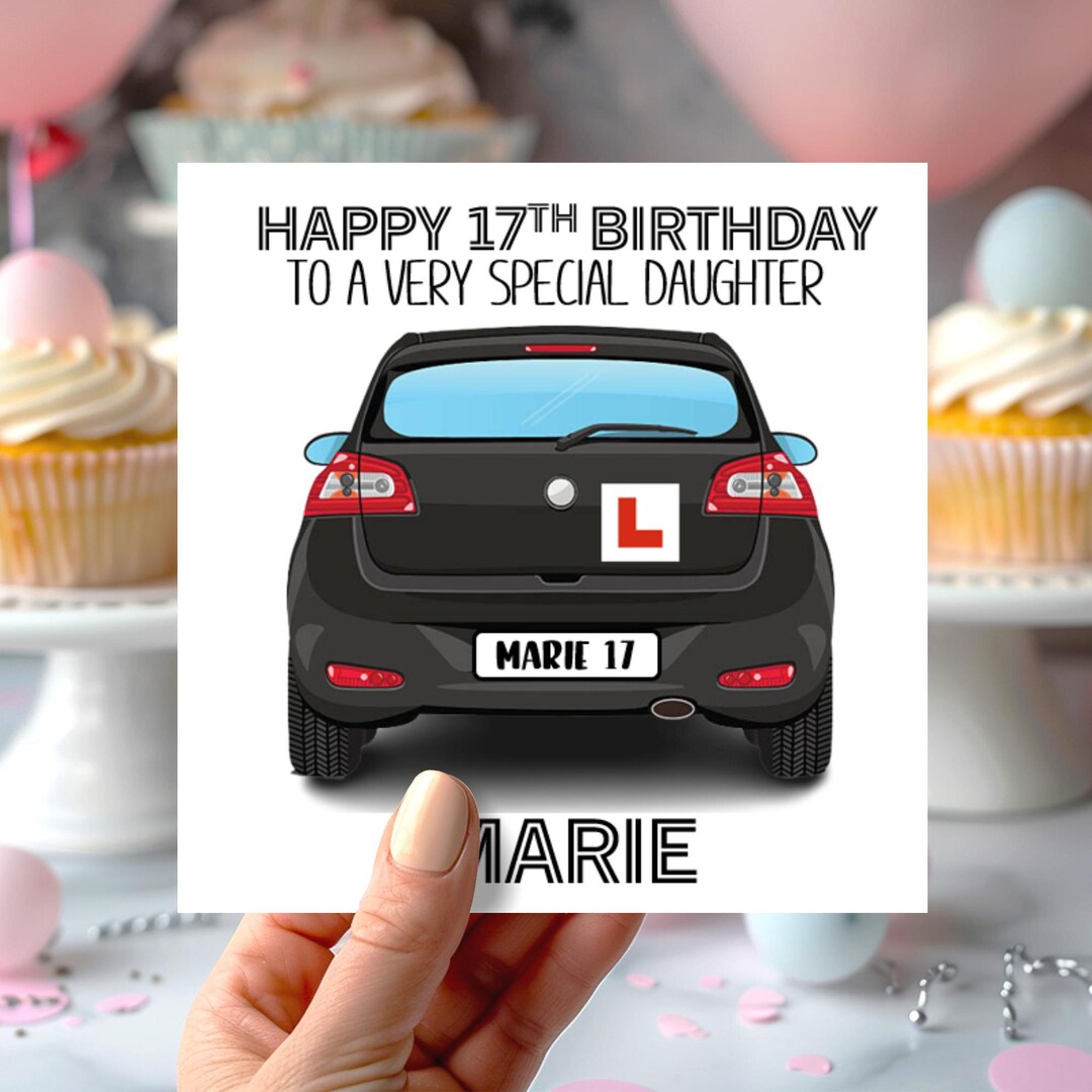 Personalised 17th Learner Driver Birthday Card Son Daughter Sister ...