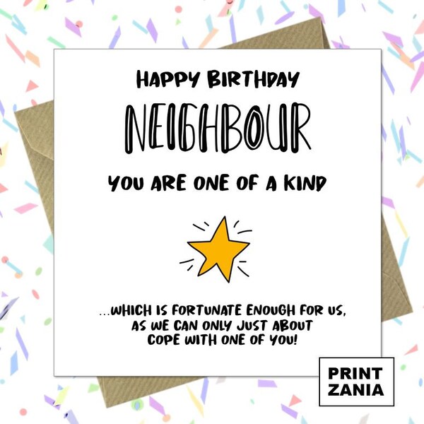 Neighbour Birthday Card - Etsy UK