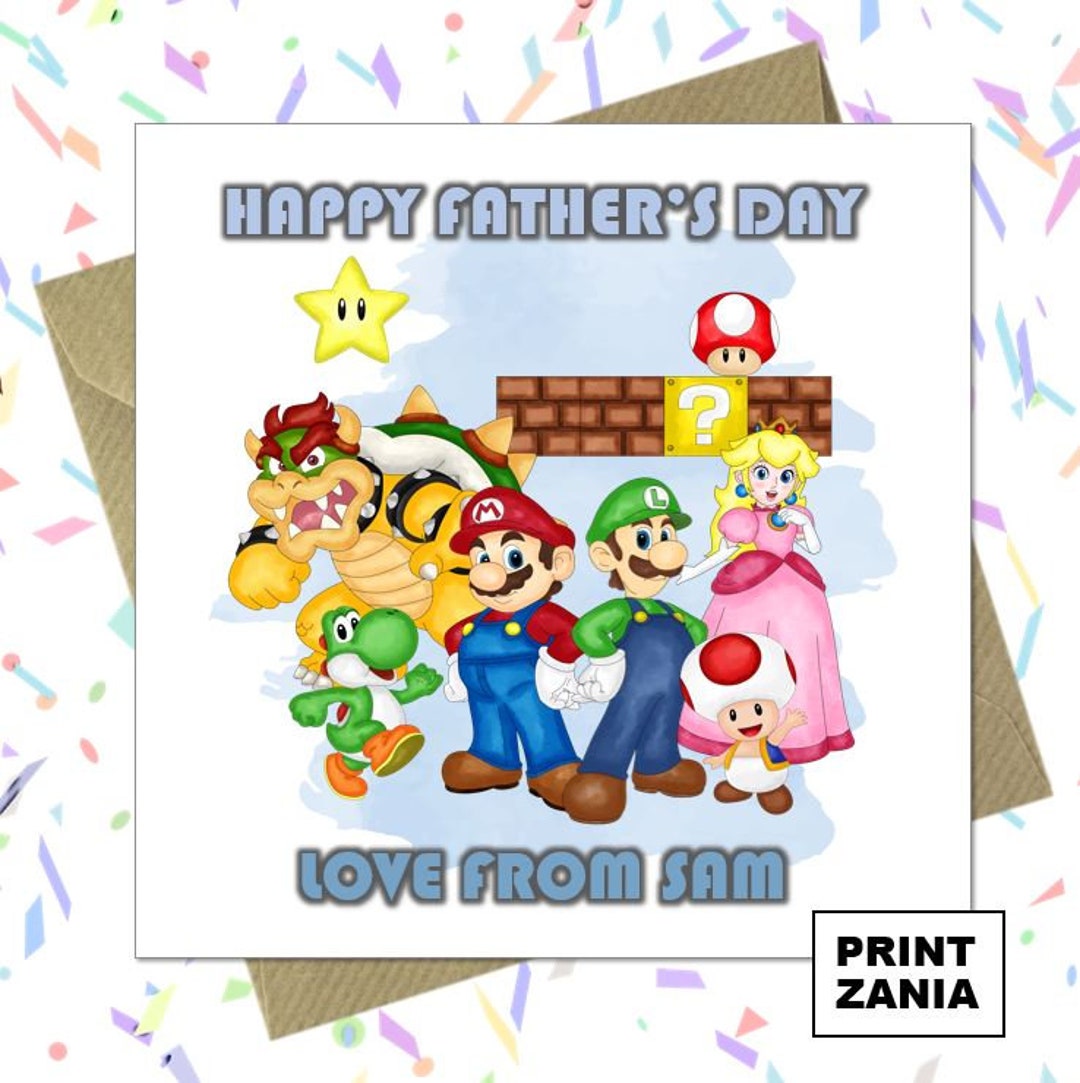 Personalised Mario & Luigi Father's Day Card Funny Gamer Dad Stepdad ...