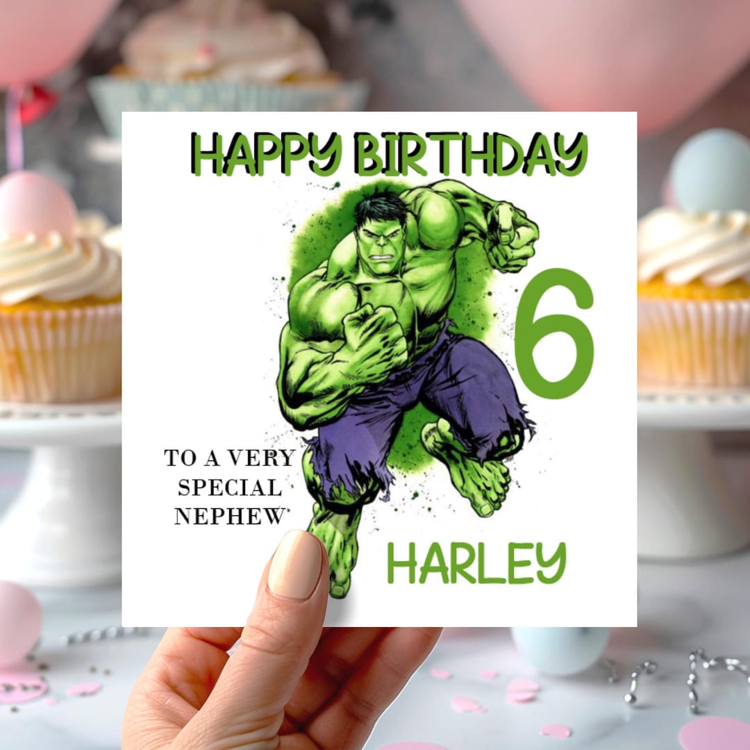 Personalised the Hulk Birthday Card Marvel Any Age or Relationship son ...