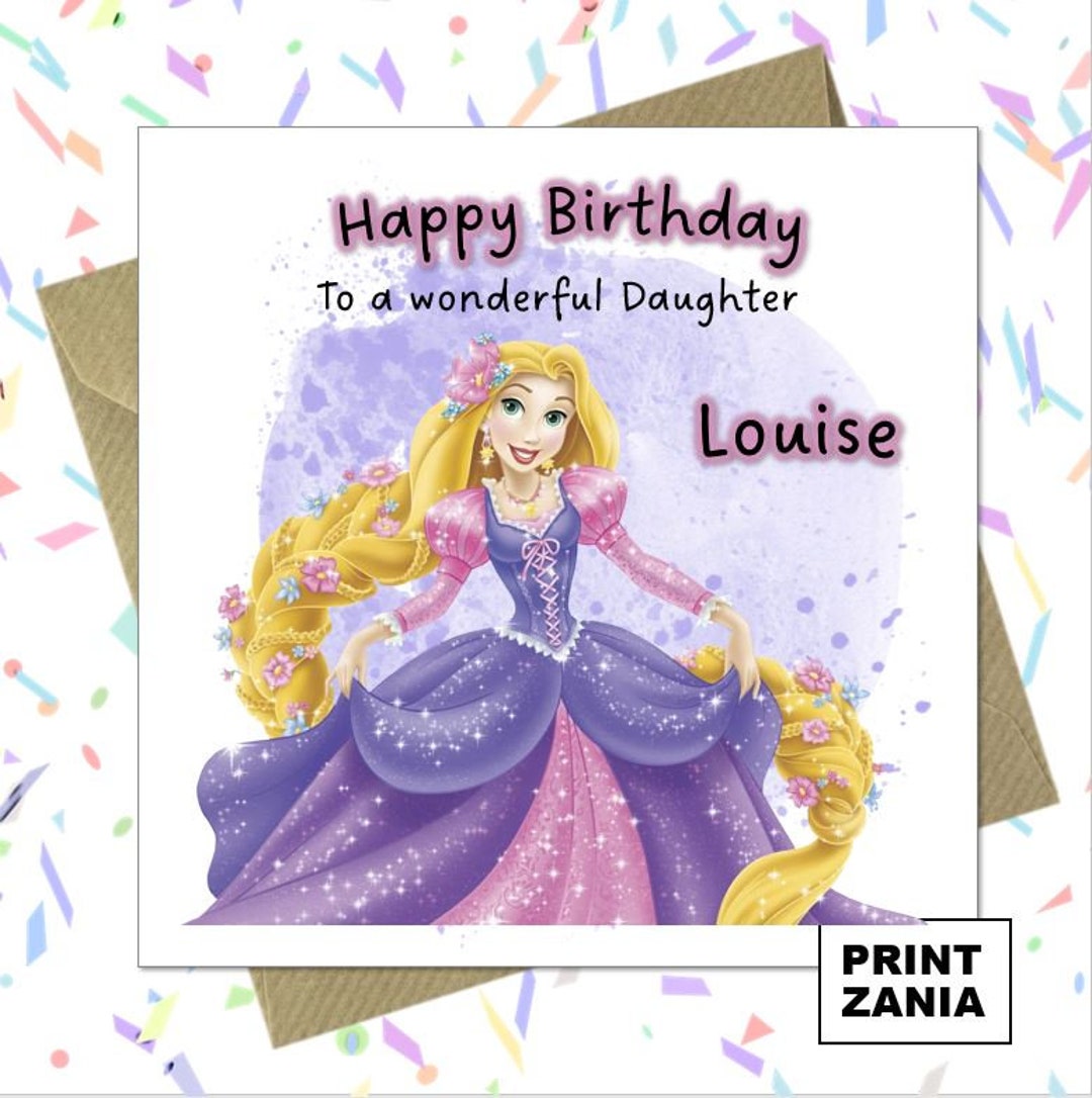 Personalised Rapunzel Birthday Card Disney Princess Daughter ...