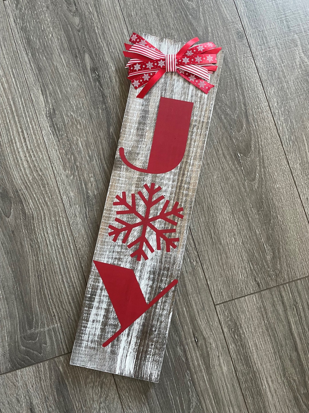 Wooden Handmade Joy Door Leaner With Bow - Etsy