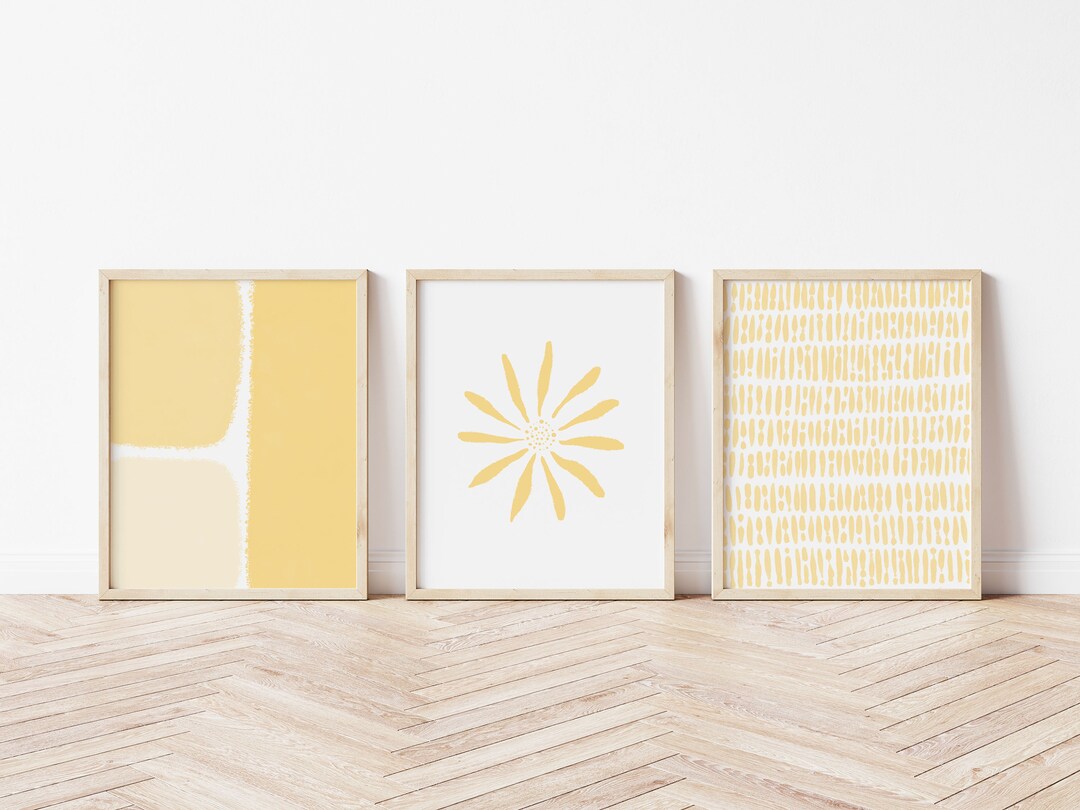 Set of Three Yellow Prints, Digital Download, PRINTABLE Wall Art ...