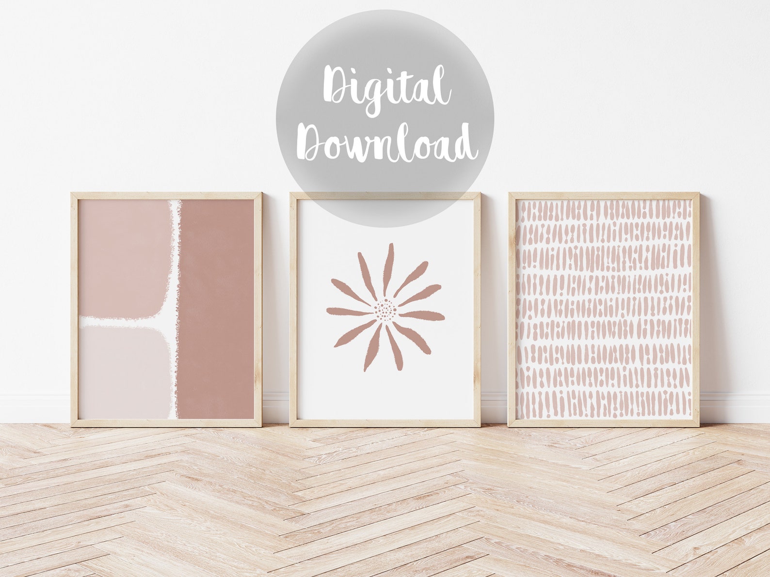 Set of Three Blush Prints Digital Download PRINTABLE Wall - Etsy