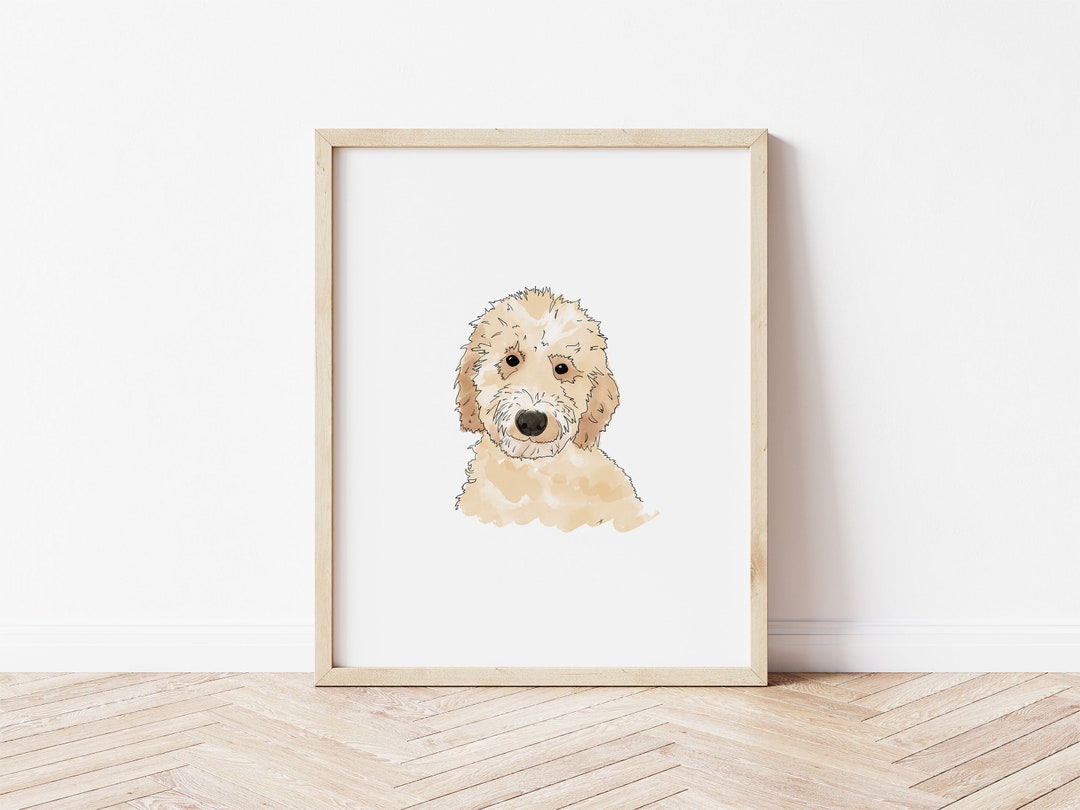Goldendoodle Portrait, Goldendoodle Wall Art, Pet Portrait, Doodle Art ...