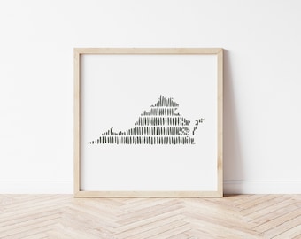 Virginia State Print, Instant Download, State Outline, State Wall Art ...