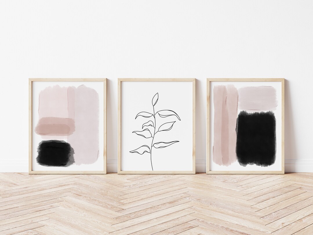 Set of Three Pink Prints, Digital Download, PRINTABLE Wall Art ...