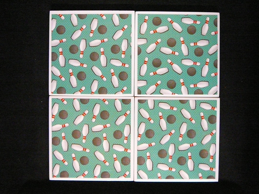 Bowling Ceramic Tile Coasters Set of 4 - Etsy