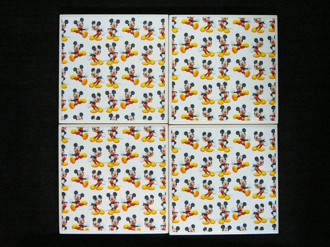 Mickey Mouse Ceramic Tile Coasters Set of 4 - Etsy