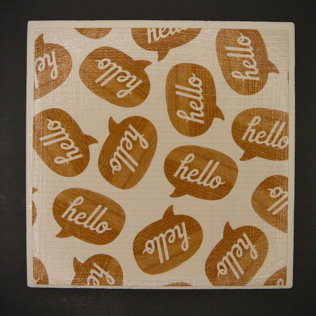 Hello Caption Ceramic Tile Coaster - Etsy
