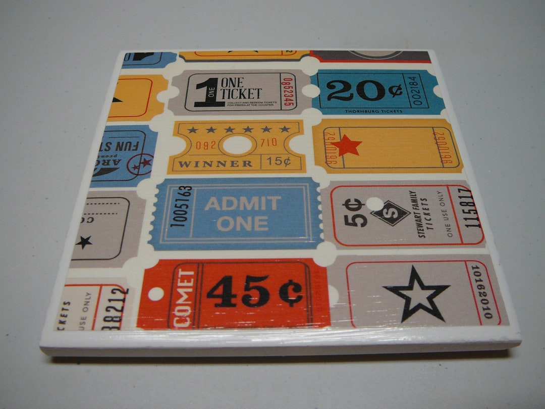 Old Amusement Park Tickets Ceramic Tile Coasters Set of 4 - Etsy