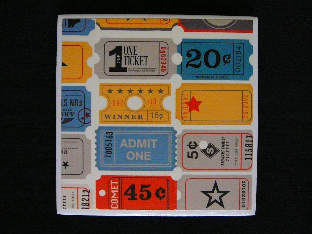 Amusement Park Tickets Ceramic Tile Coaster - Etsy