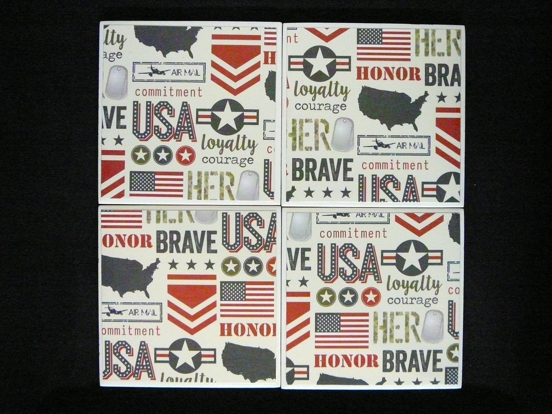 Military Ceramic Tile Coasters Set of 4 - Etsy